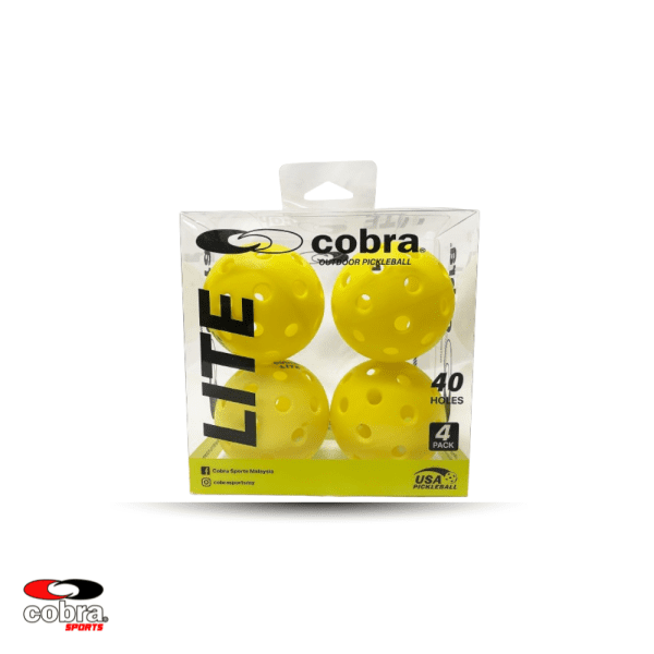 Cobra LITE Pickleball Ball 40 Holes – Pack of 4 | Cobra Sports Sdn Bhd